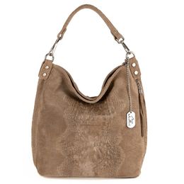 Anna Morellini Leder-Schultertasche "Denise" in Beige - (B)29 x (H)31 x (T)14 cm - 77% | Damen-taschen