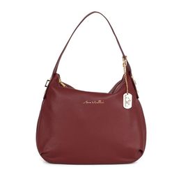 Anna Morellini Leder-Schultertasche "Armina" in Bordeaux - (B)35 x (H)31 x (T)7 cm - 77% | Damen-taschen