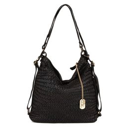 Anna Morellini Leder-Schultertasche in Schwarz - (B)35 x (H)31 x (T)16 cm - 75% | Damen-taschen