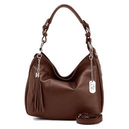 Anna Morellini Leder-Schultertasche "Fiorella" in Brau - (B)30 x (H)27 x (T)9 cm - 75% | Damen-taschen