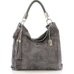 Anna Morellini Leder-Schultertasche "Alessandra" in Grau - (B)38 x (H)36 x (T)14 cm - 71% | Damen-taschen