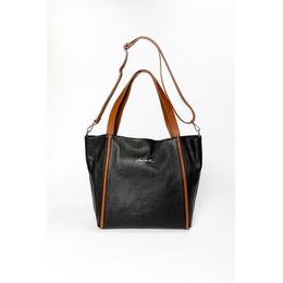 Anna Morellini Leder-Shopper "Giusermina" in Schwarz/ Hellbraun - (B)44 x (H)30 x (T)18 cm - 71% | Damen-taschen