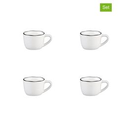 Bj&ouml;rn 4er-Set: Kaffeeetassen "Pure" in Wei&szlig;/ Schwarz - 120 ml - 44% | Gedeckter-tisch