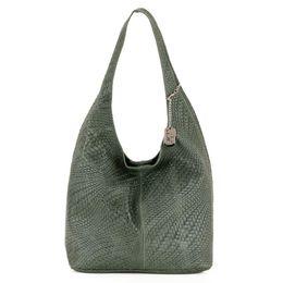 Anna Morellini Leder-Schultertasche "Palladia" in Gr&uuml;n - (B)38 x (H)30 x (T)2 cm - 76% | Damen-taschen