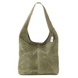 Anna Morellini Leder-Schultertasche "Palladia" in Khaki - (B)38 x (H)30 x (T)2 cm - 69% | Damen-taschen