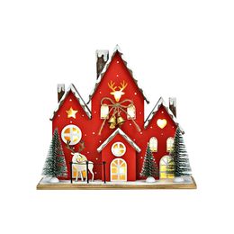 G. Wurm LED-Dekoleuchte "Christmas House" in Rot - (B)23 x (H)20 x (T)8 cm - 36% | Lichterketten-dekobeleuchtung