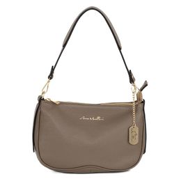 Anna Morellini Leder-Schultertasche "Pupetta" in Taupe - (B)30 x (H)20 x (T)12 cm - 75% | Damen-taschen