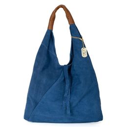 Anna Morellini Leder-Shopper "Eleonora" in Blau - (B)40 x (H)31 x (T)2 cm - 73% | Damen-taschen