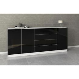 borchardt M&ouml;bel BORCHARDT M&Ouml;BEL Sideboard &raquo;Vaasa&laquo; Breite 190 cm wei&szlig; matt/schwarz Hochglanz