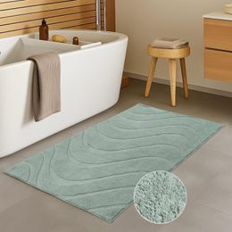 Carpet City Badematte &raquo;BAT400, Badteppich uni&laquo; H&ouml;he 11 mm rutschhemmend beschichtet fu&szlig;bodenheizungsgeeignet Jade-Gr&uuml;n Obermaterial: 100% Polyester...
