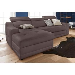 exxpo - sofa fashion Ecksofa &raquo;Lotos, bequem und funktionell, Federkern, Breite 242cm, L-Form&laquo; mit Kopf- bzw. R&uuml;ckenverstellung, wahlweise mit 