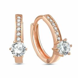 dKeniz Paar Creolen &raquo;925/- Sterling Silber ros&eacute;vergoldet Solit&auml;r&laquo; Ros&eacute; + wei&szlig; one-size Moderner Schmuck