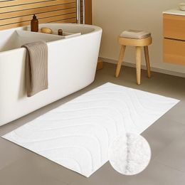 Carpet City Badematte &raquo;BAT400, Badteppich uni&laquo; H&ouml;he 11 mm rutschhemmend beschichtet fu&szlig;bodenheizungsgeeignet Wei&szlig; Obermaterial: 100% Polyester...
