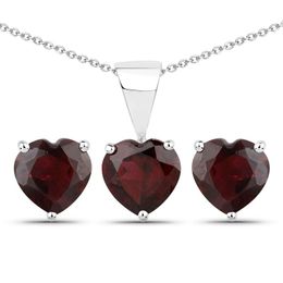 VIRA JEWELS Paar Ohrstecker »925-Sterling Silber rhodiniert Glänzend Granat bordeaux« weiß + bordeaux one-size Edles Damen-Schmuckset aus echtem...