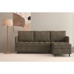DOREL HOME Ecksofa &raquo;LINDHUS, L-Form, verschiedene Stellvarianten, Modulsofa&laquo; Recamiere, gro&szlig;er Bettkasten, Cord, Chenille braun