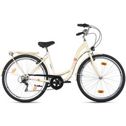 Dacapo Trekkingrad &raquo;Damen 28'' Ravenna 6 Beige 6 G&auml;nge RH 48 cm&laquo; 6 Gang Shimano Tourney Schaltwerk Kettenschaltung Trekkingrad