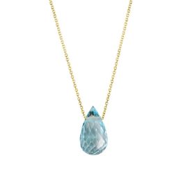 Celesta Kette mit Anh&auml;nger gelb 42+3cm Halskette mit leuchtend hellem sky Blautopas