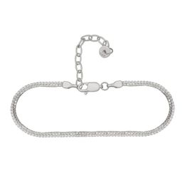 CAI CA&Iuml; Fu&szlig;kette &raquo;925/- Sterling Silber rhodiniert Venezianer Kette zweireihig&laquo; wei&szlig; 22+3cm Zweireihige Fu&szlig;kette
