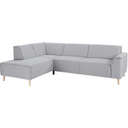 Home Affaire Ecksofa &raquo;Janek Scandic Design, elegant und zeitlos, L-Form&laquo; mit Federkern und Keder in scandinavischem Design grau Struktur fein ( 100% 