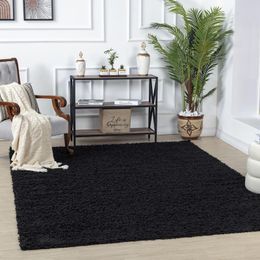 LIVABLISS Hochflor-Teppich &raquo;BORACAY&laquo; rechteckig 37 mm H&ouml;he Flauschig, Langflor, Weich, Wohnzimmer Flurteppich, Grau schwarz Obermaterial: 100%...