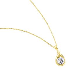 ZEEme Kette mit Anh&auml;nger &raquo;925 Sterling Silber vergoldet Zirkonia wei&szlig;&laquo; gelb 45,0cm Edle Damen-Halskette aus echtem 925 Silber