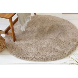 OTTO HOME Hochflor-Teppich &raquo;Josetta&laquo; rund 50 mm H&ouml;he Langflor, Shaggy, dichter weicher Hochflor, uni farben, Wohnzimmer braun Obermaterial: 100%...