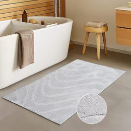 Carpet City Badematte &raquo;BAT400, Badteppich uni&laquo; H&ouml;he 11 mm rutschhemmend beschichtet fu&szlig;bodenheizungsgeeignet Grau Obermaterial: 100% Polyester...