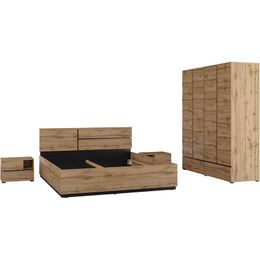 OTTO home Schlafzimmer-Set &raquo;Cross, moderne, grifflose Optik, FSC-zertifiziert&laquo; Bett 180x200cm, 2 Nachtkommoden, Schrank 2-oder 4-t&uuml;rig, 4 Stk. tlg. 