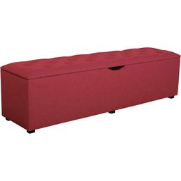 Home Affaire Hockerbank &raquo;Knobbed&laquo; Hockerbank mit Stauraum, Breite 120 cm und 160 cm rot Struktur fein (100% Polyester) f&uuml;r Bett Classico, Piazza, 