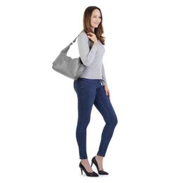 Samantha Look Damen Shopper echt Leder, Made in Italy grau