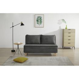 Home Affaire 2-Sitzer &raquo;AINSLEY 140 cm - verstellbare R&uuml;ckenlehne&laquo; wandelbar zum G&auml;stebett, Relaxsofa, Webstoff u. Cord-Bezug anthrait