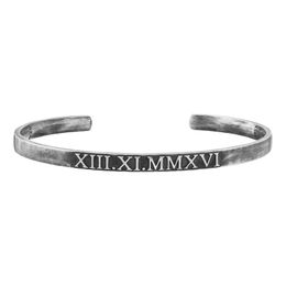 CAI CAÏ Armband »925 Sterling Silber matt oxidiert mit römischen Zahlen« Silbergrau 65cm Armreif in 925 Silber & matt oxidierter Oberfläche