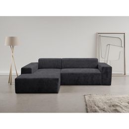 OTTO HOME Ecksofa »Zeus-L modern & zeitlos, Breite 253 cm, bequemes Sofa« Curvy Trend Ecksofa mit urbaner Optik Anthrazit