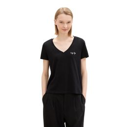 Tom Tailor Denim V-Shirt Packung, 2 Stk. mit Statement-Prints deep black XS (34) XS (34) 2er Pack Shirts von Tom Tailor Denim