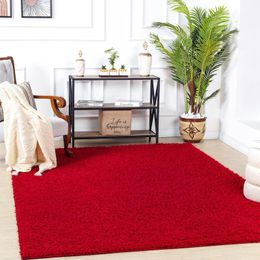 LIVABLISS Hochflor-Teppich &raquo;BORACAY&laquo; rechteckig 37 mm H&ouml;he Flauschig, Langflor, Weich, Wohnzimmer Flurteppich, Grau rot Obermaterial: 100%...