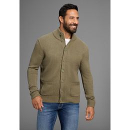 MAN'S WORLD Man's World Herren Strickjacke &raquo;Neue Kollektion! Highlight mit Kn&ouml;pfen& Taschen&laquo; mit Stehkragen,weicher Griff, Perfekt f&uuml;r die k&auml;ltere Jahreszeit gr&uuml;n