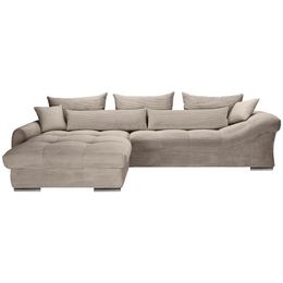 CARRYHOME Ecksofa, Taupe, Textil, 3-Sitzer, F&uuml;llung: Schaumstoffflocken,Schaumstoffflocken,Schaumstoffflocken, Ottomane links, L-Form, 335x225 cm, seitenverkehrt erh&auml;ltlich, haustierfreundlicher Bezug, Wohnzimmer, Sofas & Couches, Wohnlandschaften, Ecksofas