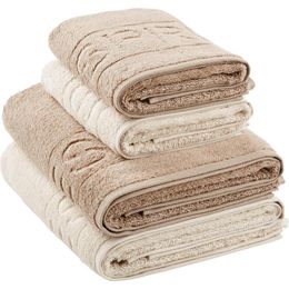 Esprit Frottierset, Sand, Beige, Textil, 4-teilig, Uni, 50x100 cm, saugf&auml;hig, Badtextilien, Handtuch-Sets
