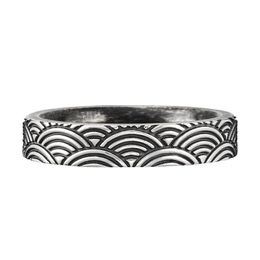 CAI Ca&iuml; Herren CA&Iuml; Fingerring &raquo;925/- Sterling Silber oxidiert Wellen Japan&laquo; silber