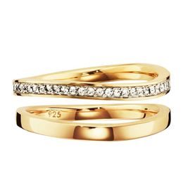 CAI CA&Iuml; Fingerring &raquo;925 Sterling Silber gelb vergoldet Topas&laquo; gelb 060 (19,1) Verspieltes und modernes Design