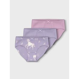 name it Schl&uuml;pfer &raquo;NMFBRIEFS f&uuml;r M&auml;dchen mit Print und Stretchkomfort&laquo; Packung, 3 Stk. bedruckt, casual, normal, Baumwollmix, ohne Kragen Pastel...