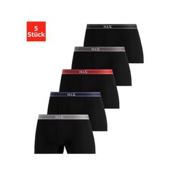 H.I.S. H.I.S Boxer &raquo;Boxershorts f&uuml;r Herren&laquo; Packung, 5 Stk. mit Steifen und Logo im Bund schwarz-grau, schwarz-navy, schwarz-bordeaux, schwarz-anthra,...