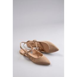 Aniston Shoes Damen Aniston SHOES Slingpumps Flat, Sommerschuh, Riemchensandale - neue KOLLEKTION, schmale Form beige 37
