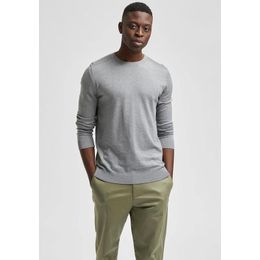 Selected Herren Selected Rundhalspullover &raquo;SLHBERG CREW NECK NOOS&laquo; grau XXL