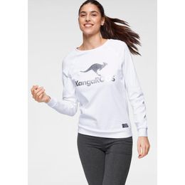 Kangaroos Sweatshirt, Langarm, figurumspielender Schnitt, mit Print, Rundhalsausschnitt wei&szlig; 48/50 48/50 H&uuml;ftbedeckender, figurumspielender Schnitt...
