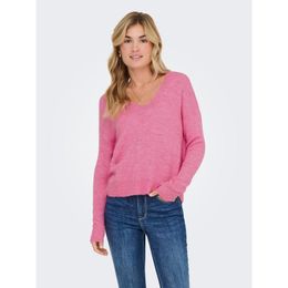 Jacqueline de Yong Jdy Damen JDY V-Ausschnitt-Pullover &raquo;JDYELANORA L/S V-NECK PULLO. KNT NOOS&laquo; mit leicht &uuml;berschnittenen Schultern rosa S