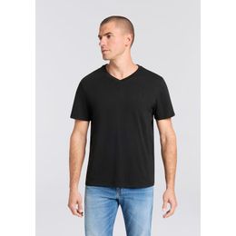 Calvin Klein Jeans T-Shirt &raquo;SS SMOOTH CTTN SOLID VNECK TEE&laquo; mit Logostickerei Black S S T-Shirt von CALVIN KLEIN