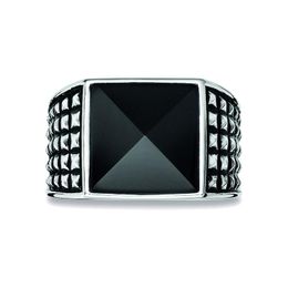 CAI CAÏ Fingerring »925/- Sterling Silber rhodiniert poliert Onyx« weiß 060 (19,1) Modernes und außergewöhnliches Design