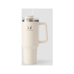 Myprotein Metall-Trinkflasche mit Seitgriff und Strohhalm 1200ml - Cremewei&szlig;