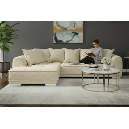 Riess Ambiente Modernes XXL Ecksofa DECADENCIA 320cm beige Samt Bigsofa inkl. Kissen Riess-Ambiente L-Form Wohnzimmer